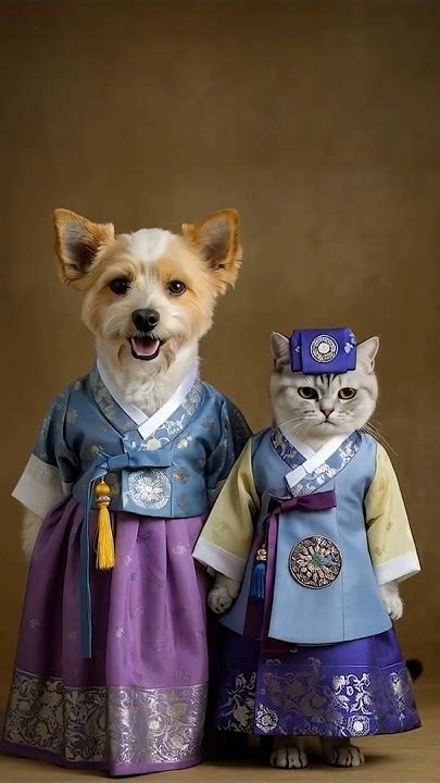 특별한 새해 인사 개 고양이 강아지 한복 Youtube