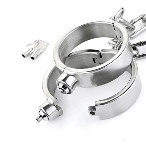 Stainless Steel Shackles Chain Leg Irons Ankle Cuffs Bondage Harness