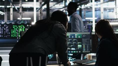 Data Center Teamworking Colleagues Use Node Tree Program, Technology ...