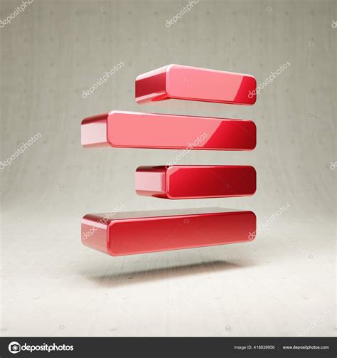 Text Align Right Icon Red Glossy Metallic Text Align Right Symbol Isolated On White Concrete