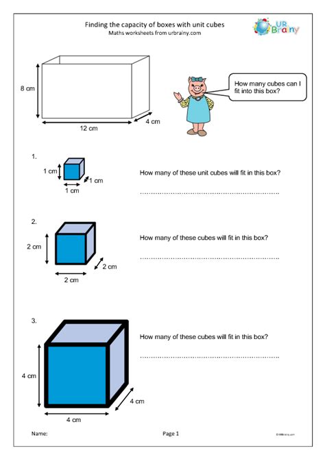 Finding The Capacity Of Boxes With Unit Cubes Measuring In Year 5 Age 9 10 By URBrainy Com