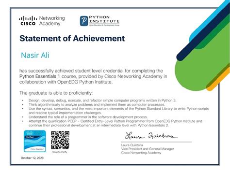 Completion Of Python Essential 1 Course Nasir Ali Posted On The Topic
