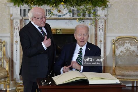 Us President Joe Biden Reacts Alongside Irish President Michael D