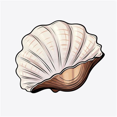 Sea Shell Illustration On White Background With Playful Cartoons Stock