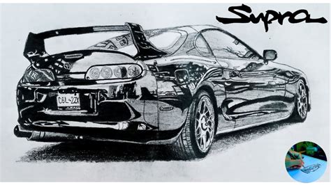 Supra Mk4 Drawing Realistic Toyota Supra Car Drawing💥💥 Art Youtube