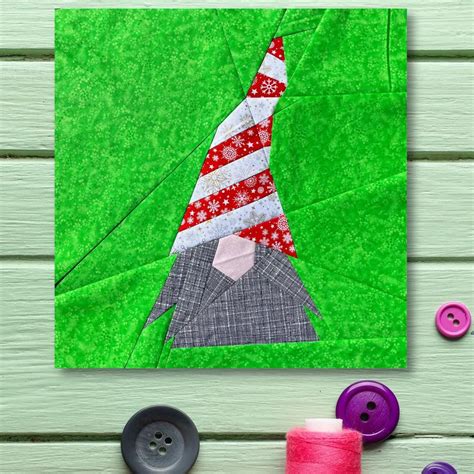 Fpp Quilt Block Pattern Christmas Gnome 5 Printable Pdf 50 X 50 Cm Etsy