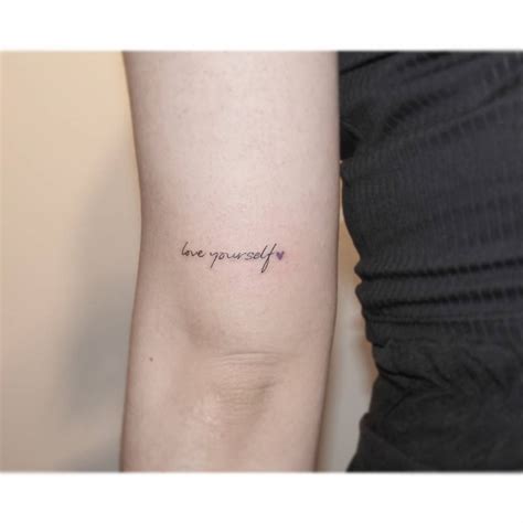 Tattoo That Says Love Yourself Handwritten On The