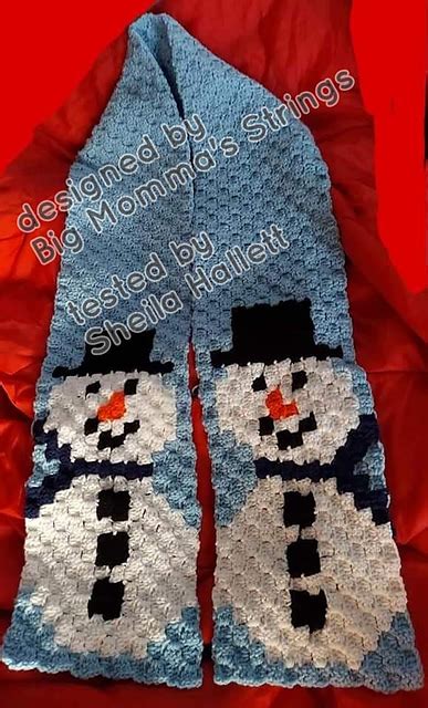 Ravelry C2c Snowman Scarf Pattern By Big Mommas Strings