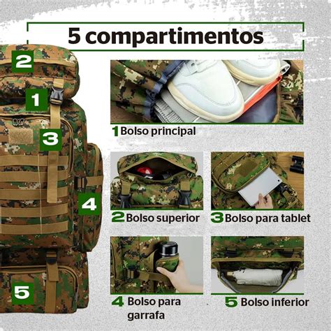 Mochila Tática Lorben Camuflada Militar Trilha Camping Trekking 80L Lorben