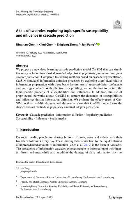 Pdf A Tale Of Two Roles Exploring Topic Specific Susceptibility And