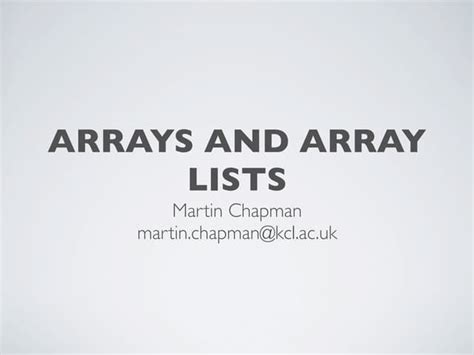 Programming In Java Arrays And Array Lists Ppt