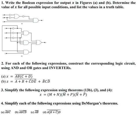 Solved Texts 1 Write The Boolean Expression For Output X In Figures