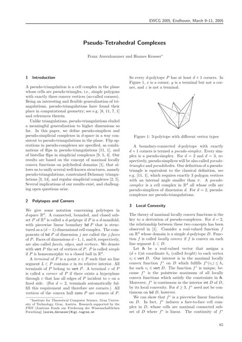 Pdf Pseudo Tetrahedral Complexes