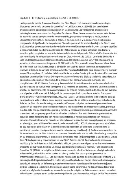 La Psicología Y El Cristiano Elena G De White Monografías Ensayos