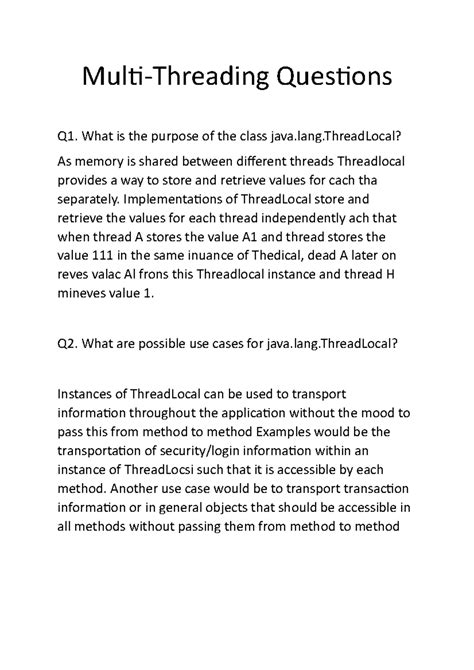 Multi Threading Questions 3 Multi Threading Questions Q1 What Is The