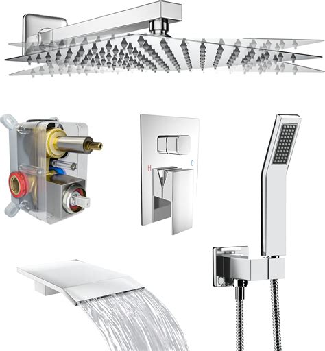 Fatspas Shower System With Tub Spout 12 Polish Chrome Shower Faucet