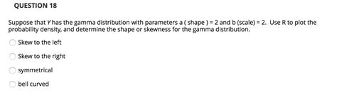 Solved QUESTION 18 Suppose That Y Has The Gamma Distribution Chegg Com