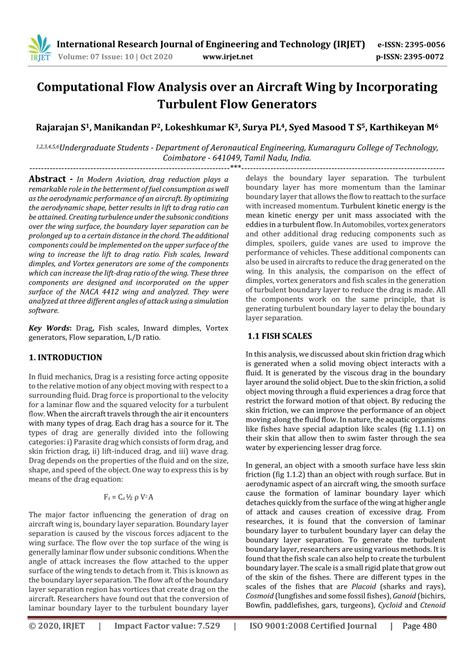Pdf Computational Flow Analysis Over An Aircraft Wing By Incorporating Turbulent Flow Generators