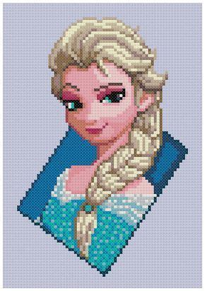 Patrón Punto de Cruz PDF 0300 Elsa Frozen DESCARGA INSTANTE Etsy