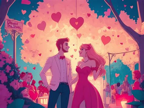 Premium Ai Image Happy Valentines Day Cartoon Illustration