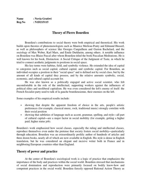 Bourdieus Theory Of Social Space Pdf Sociology Sociological Theories