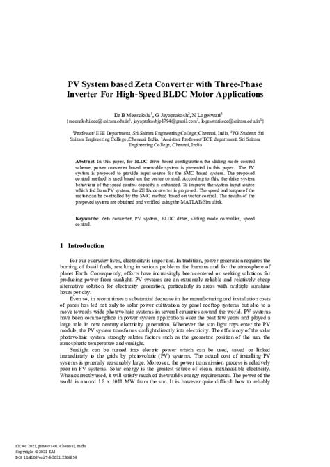 Pdf Pv System Based Zeta Converter With Three Phase Inverter For High