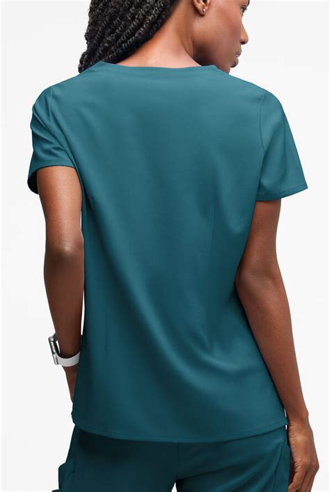 Easy Stretch Salma Womens 2 Pocket Keyhole Neck Scrub Top Stretch Scrubs