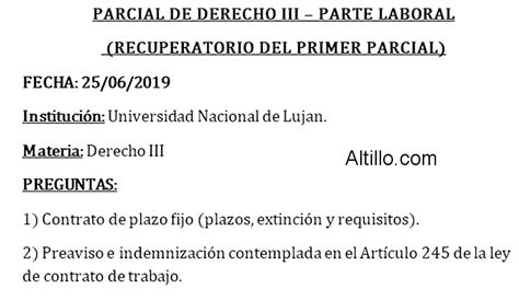 1º Parcial A Derecho Iii 2019 Unlu