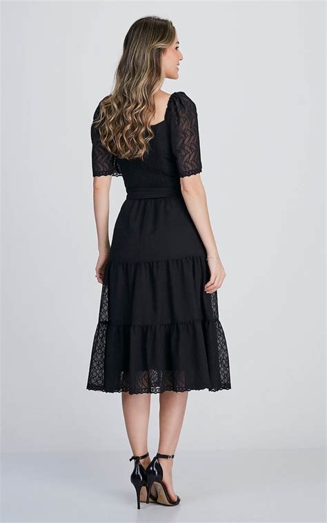 VESTIDO CECILIA CREPE BORDADO Flavia Rossi Moda Evangélica