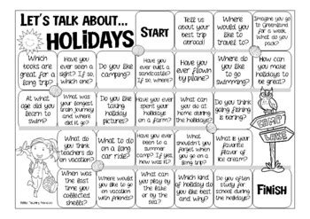 Let S Talk About HOLIDAYS English ESL Conversation Speaking Game