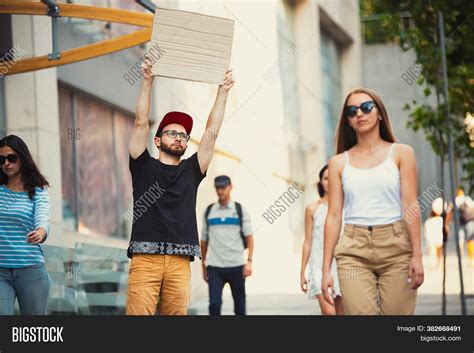 Dude Sign Man Stands Image Photo Free Trial Bigstock