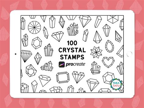 100 crystal procreate stamps procreate stamp brushset easy to use