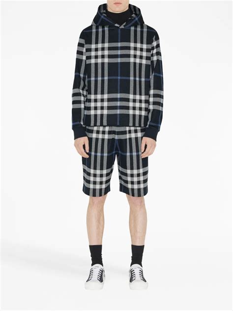 Burberry Check Pattern Long Sleeve Hoodie Black Farfetch Tr