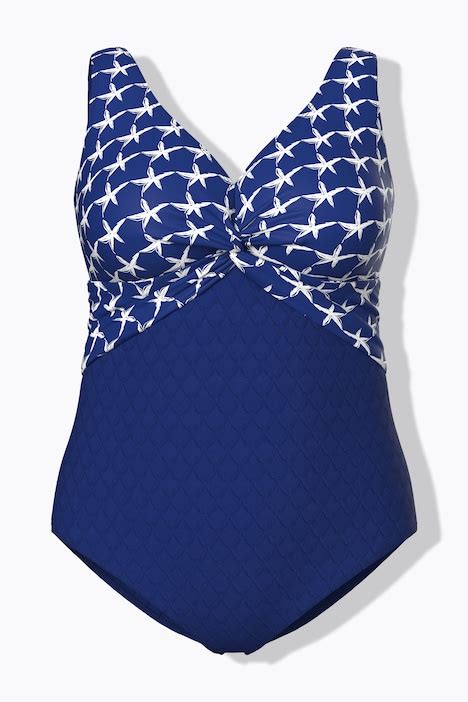 Starfish Print One Piece Swimsuit Dark Indigo Ulla Popken