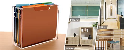Amazon Com DINGHUO Acrylic Hanging File Organizer Box File Holder With Handles Clear File