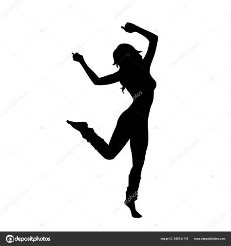 Silueta Una Bailarina Pose Acción Silueta Una Mujer Delgada Pose Vector