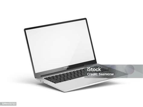 흰색 배경에 고립 된 빈 흰색 화면이있는 노트북 노트북 빈 화면 모형 3d 렌더링 노트북에 대한 스톡 사진 및 기타 이미지