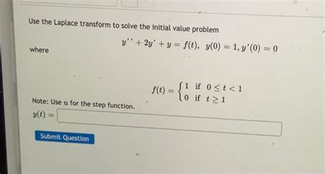 Solved Use The Laplace Transform To Solve The Initial Value