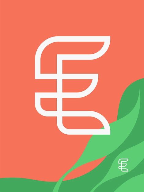 이니셜 장식품 디자인 요소를 위한 단순하고 유기적인 모노라인 스타일의 문자 E 로고 마크 프리미엄 벡터