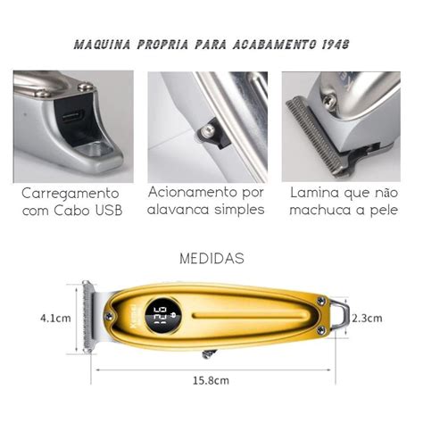 Kit Barbeiro Kemei Pezinho Para Acabamento Profissional Km Aparador De Pelos Barba E
