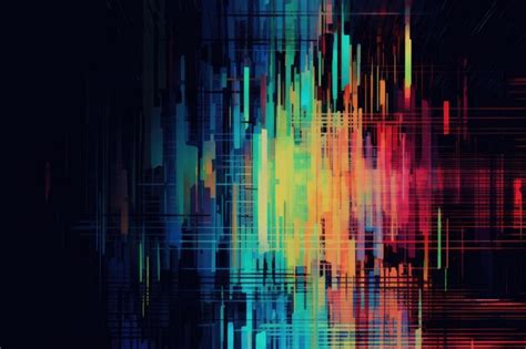 Premium Ai Image Glowing Colourful Interference Lines And Grids On Black Created Using