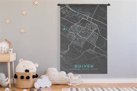 Wandkleed Wanddoek Duiven Stadskaart Plattegrond Kaart