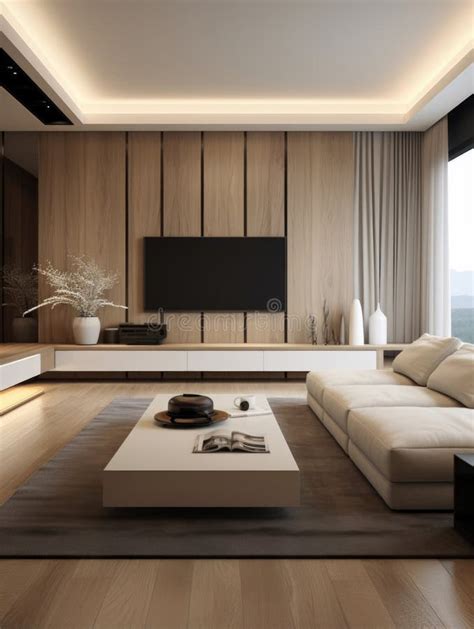 Minimalist Interior Design Of Modern Living Room Stock Illustration