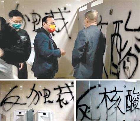中 주요도시 화장실에 반독재 반pcr 낙서