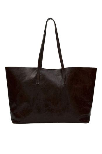 Massimo Dutti Leather Tote Bag With A Crackled Finish Wardrobe Icons