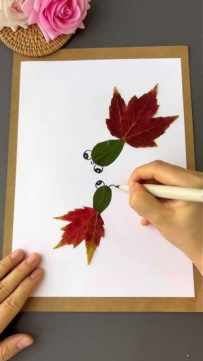 几片落叶🍂，简单几笔就可以拼贴好看的小金鱼，快带孩子玩起来吧！创意美术 亲子手工 树叶贴画 Youtube