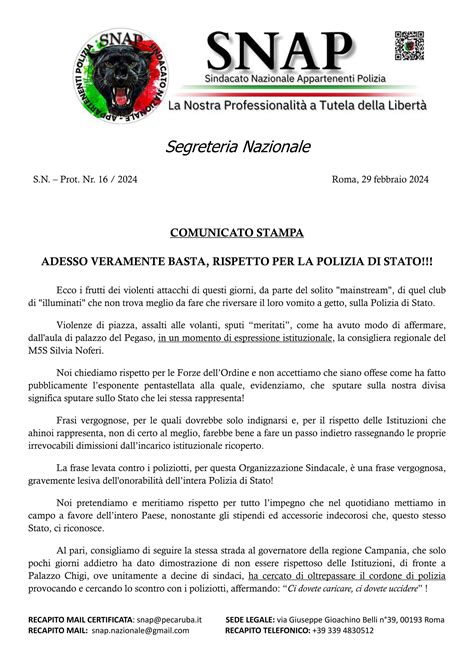 SNAP ADESSO VERAMENTE BASTA RISPETTO PER LA POLIZIA DI STATO
