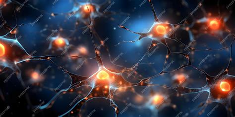 Visual Representation Of Glowing Neurons And Synaptic Connections