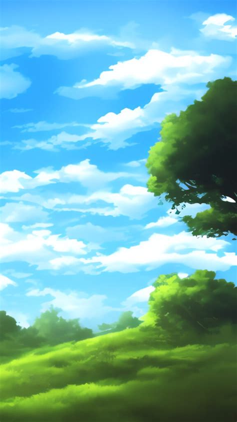 青空と野原の風景イラスト 縦型背景 フリー素材サイトギャラリーハウス