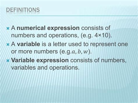 Expressions And Variables Pptx